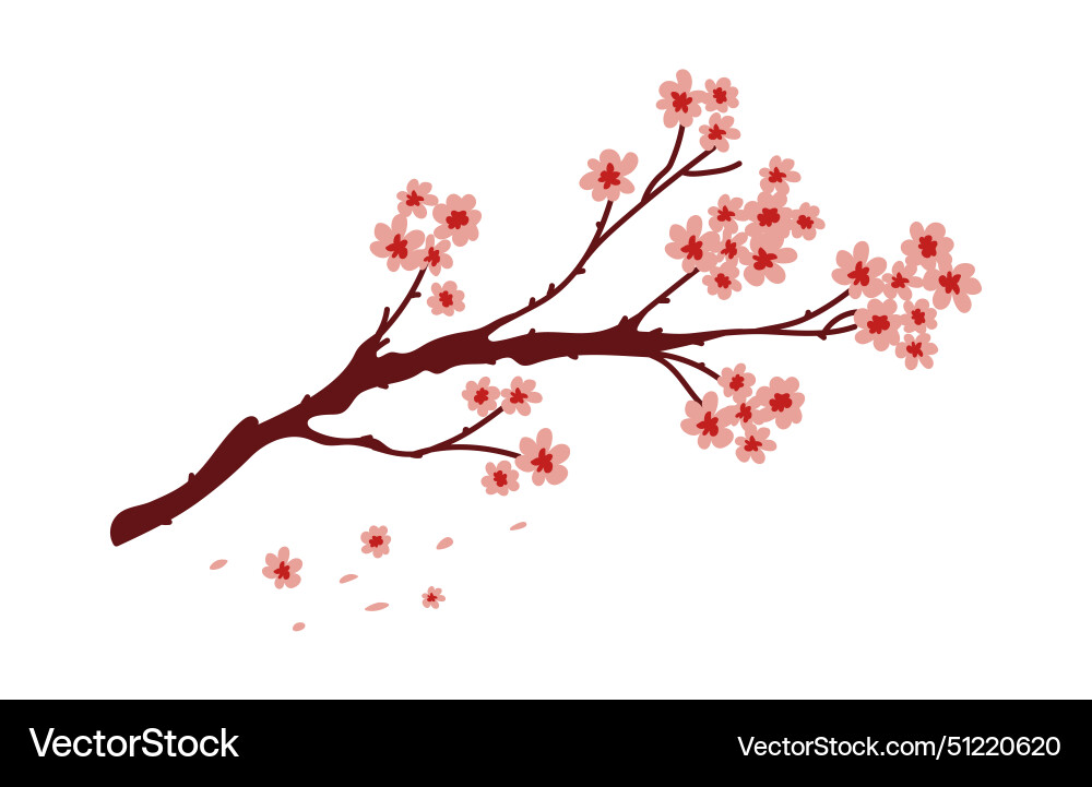 Sakura branch in kabuki art Royalty Free Vector Image