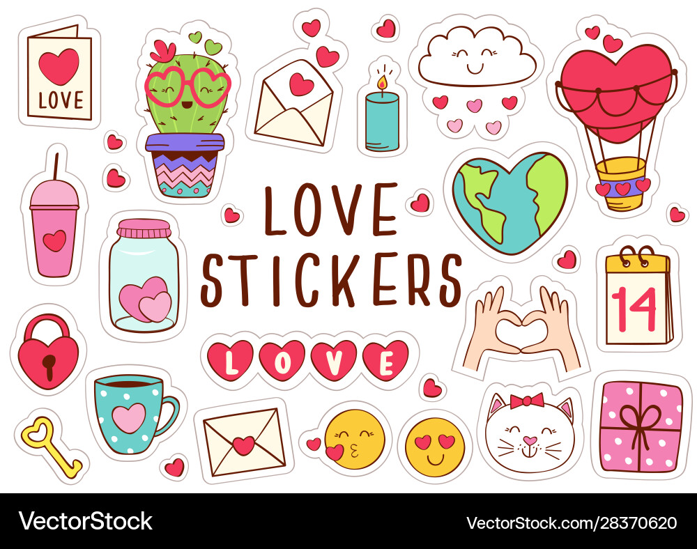 Set isolated love stickers part 1 Royalty Free Vector Image