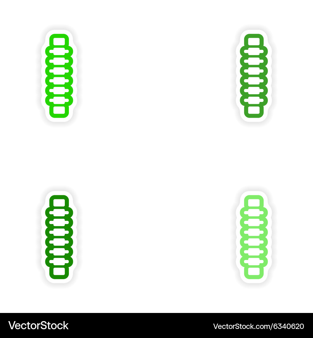 Set paper stickers on white background human spine