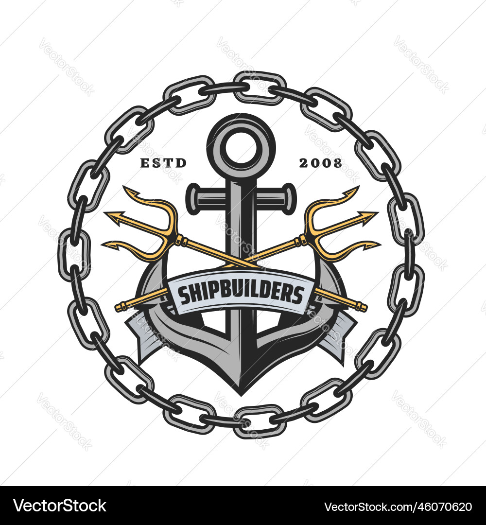 Shipbuilders heraldic icon anchor and tridents Vector Image