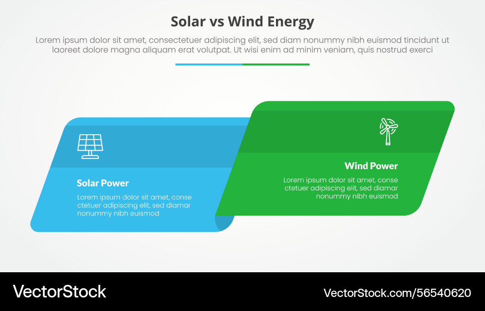 Solar panel vs wind energy power comparison Vector Image