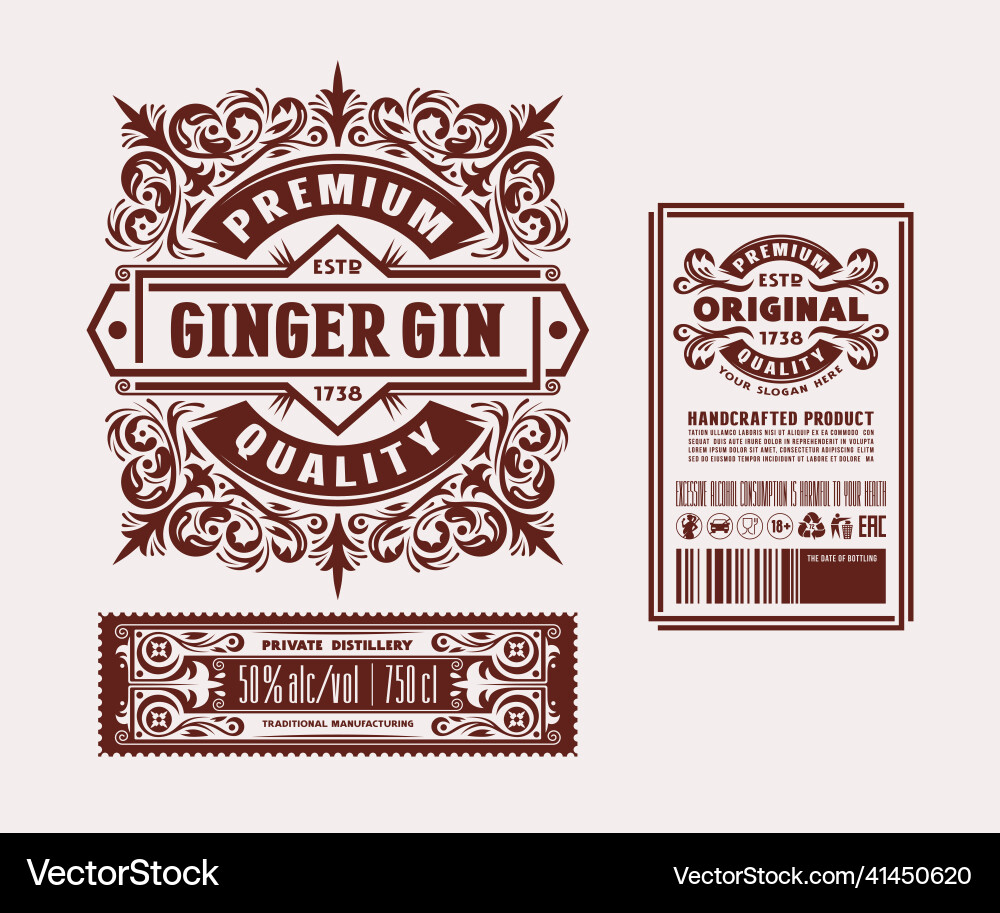Template decorative label for ginger gin Vector Image