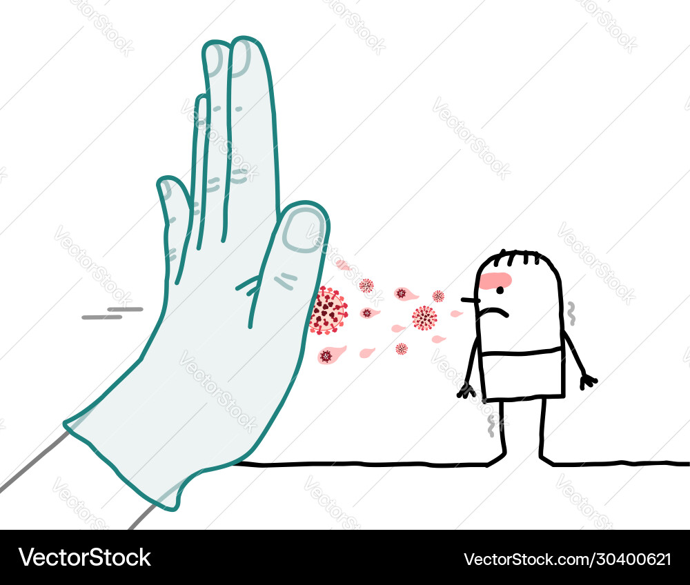 Cartoon man infected with virus Royalty Free Vector Image