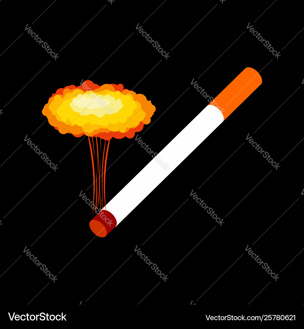 Cigarette and explosion isolated smoking Vector Image