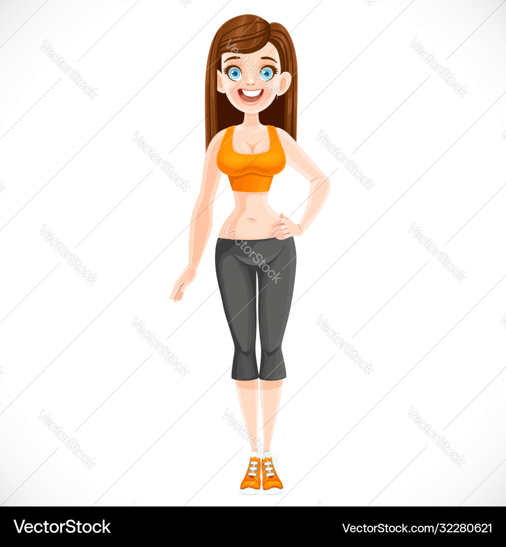 Cute slim girl in a static pose Royalty Free Vector Image
