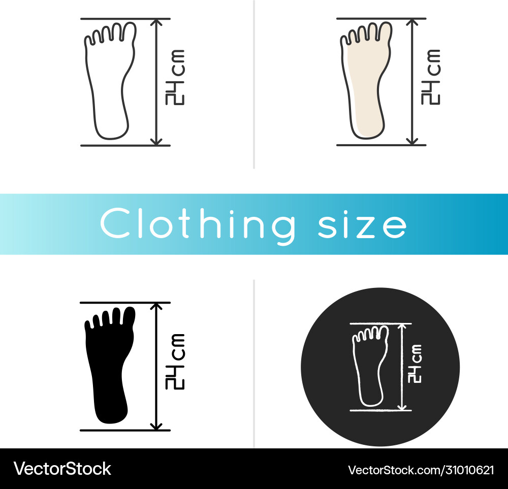 Foot length icon linear black and rgb color Vector Image