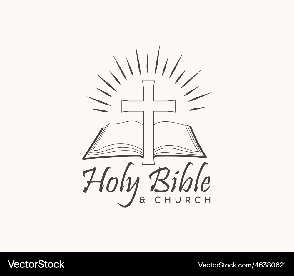 Holy bible and church logo Royalty Free Vector Image