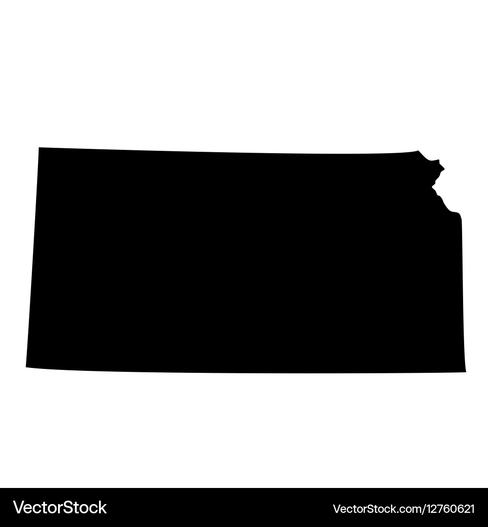 Kansas State Map - Black on White – Royalty-Free Vector | VectorStock