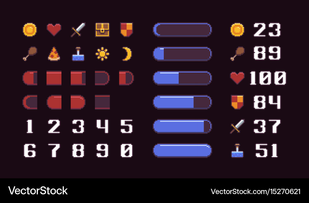 Pixel art interface Royalty Free Vector Image - VectorStock
