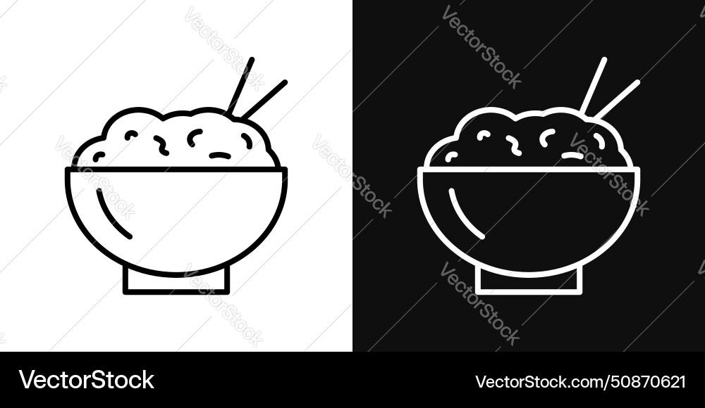 Rice bowl icon set chinese cooked – Royalty-Free Vector | VectorStock