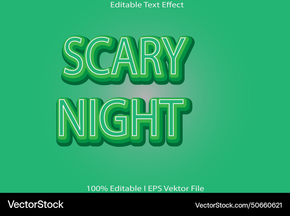 Scary night editable text effect Royalty Free Vector Image