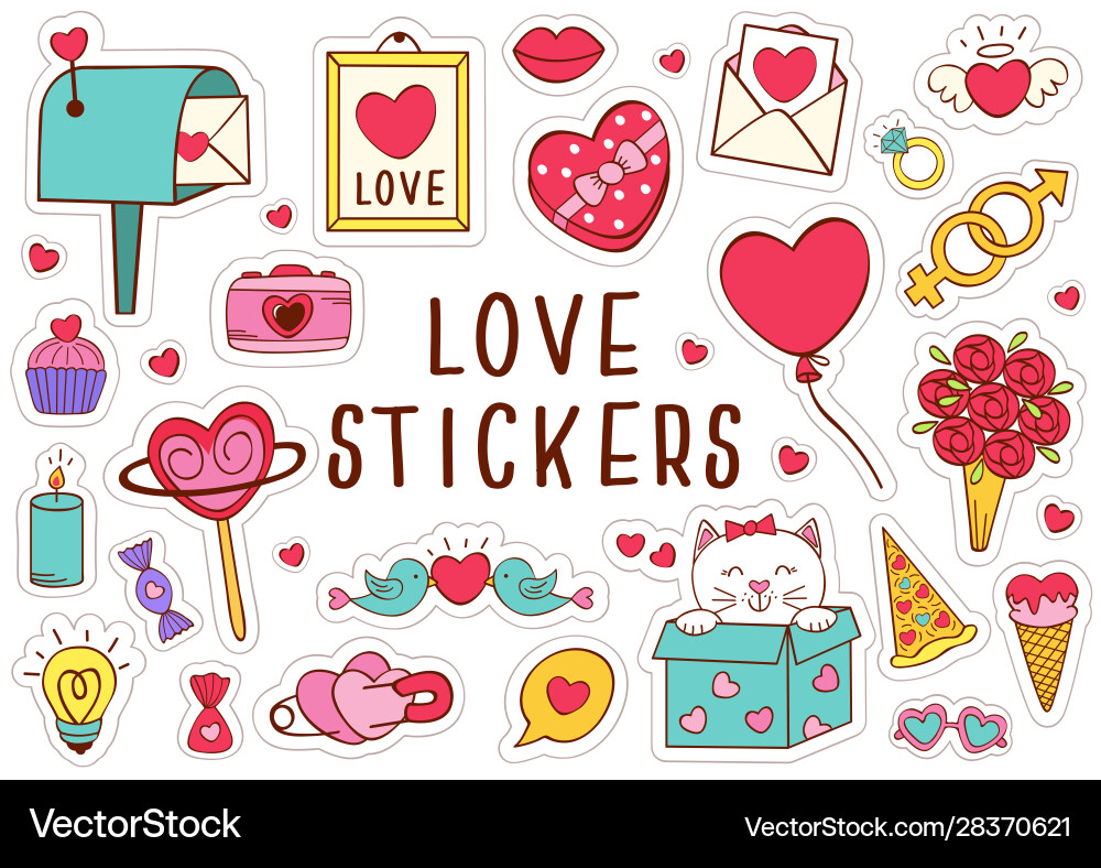 Set isolated love stickers part 2 Royalty Free Vector Image