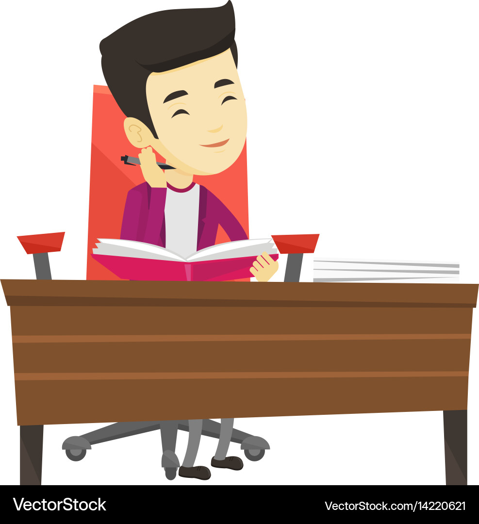 Student writing at the desk Royalty Free Vector Image