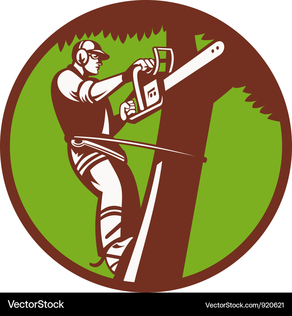 Tree Surgeon Cutting Tree Royalty Free Vector Image
