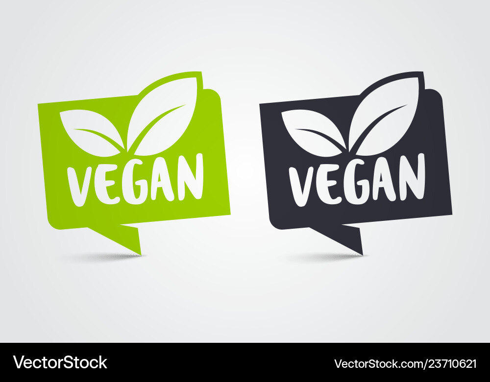 Vegan Leaf Icon Set - Green Bio Logo Royalty Free Vector