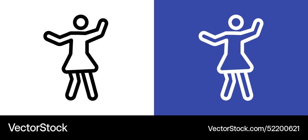 Woman dancing icon logo sign set outline Vector Image
