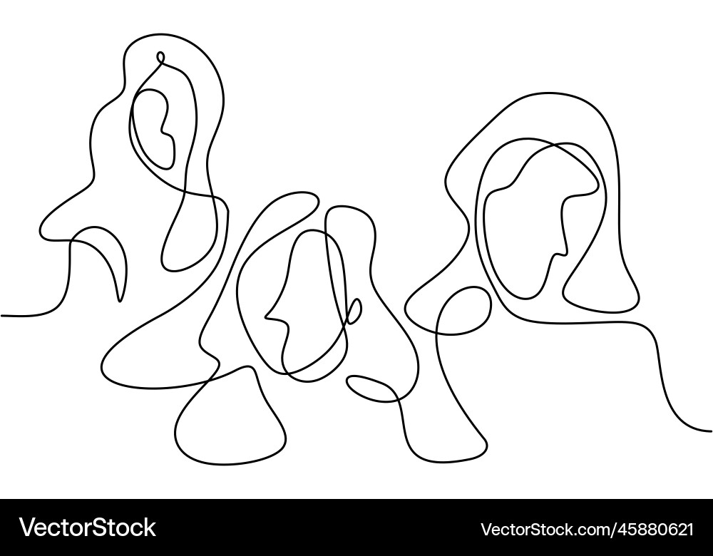 Woman Diversity Line Art Royalty Free Vector Image