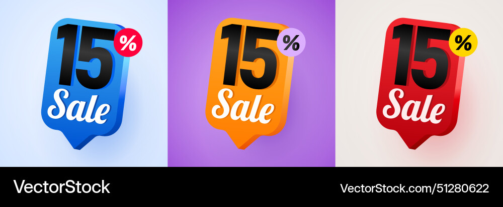 15 percent off discount creative composition Vector Image