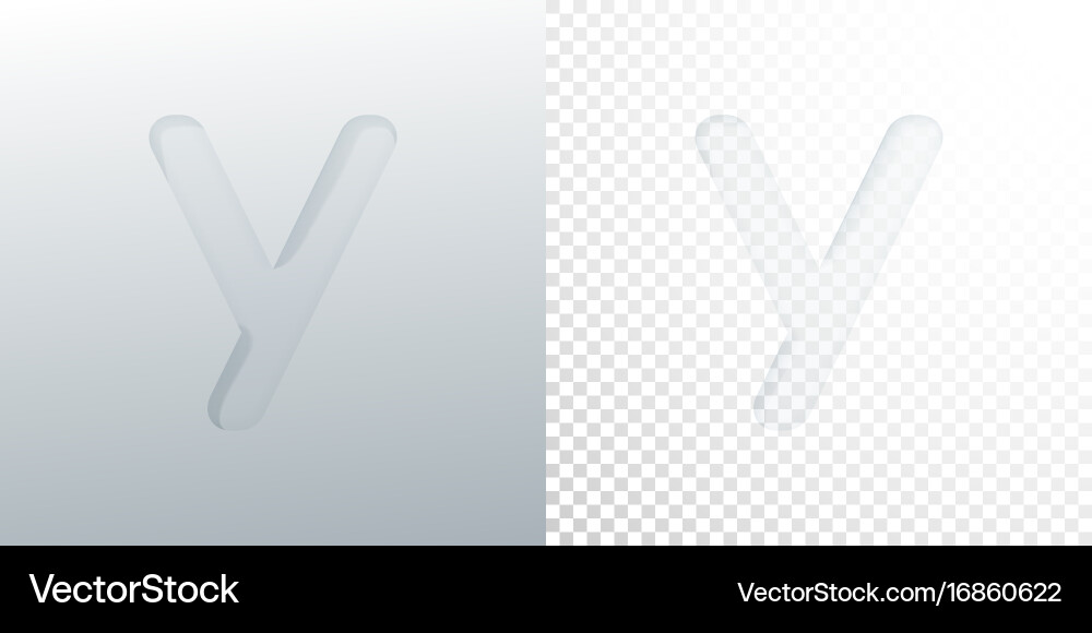 3d paper cut letter y isolated on transparent Vector Image