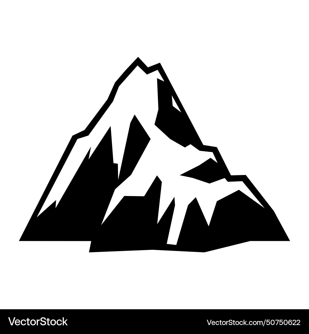 Black mountain icon on white background Royalty Free Vector