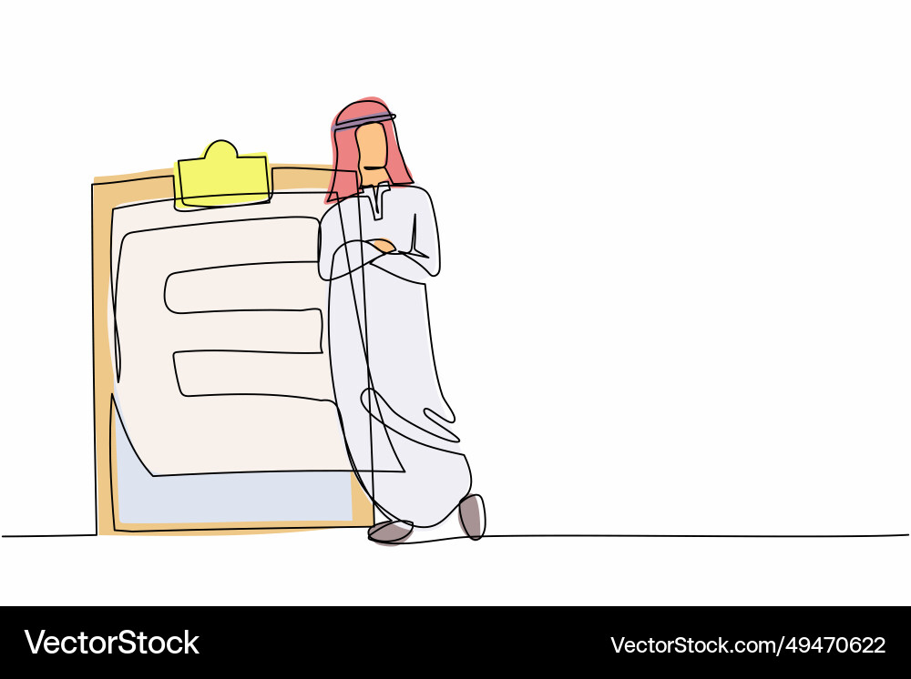 Continuous one line drawing relaxed arab Vector Image