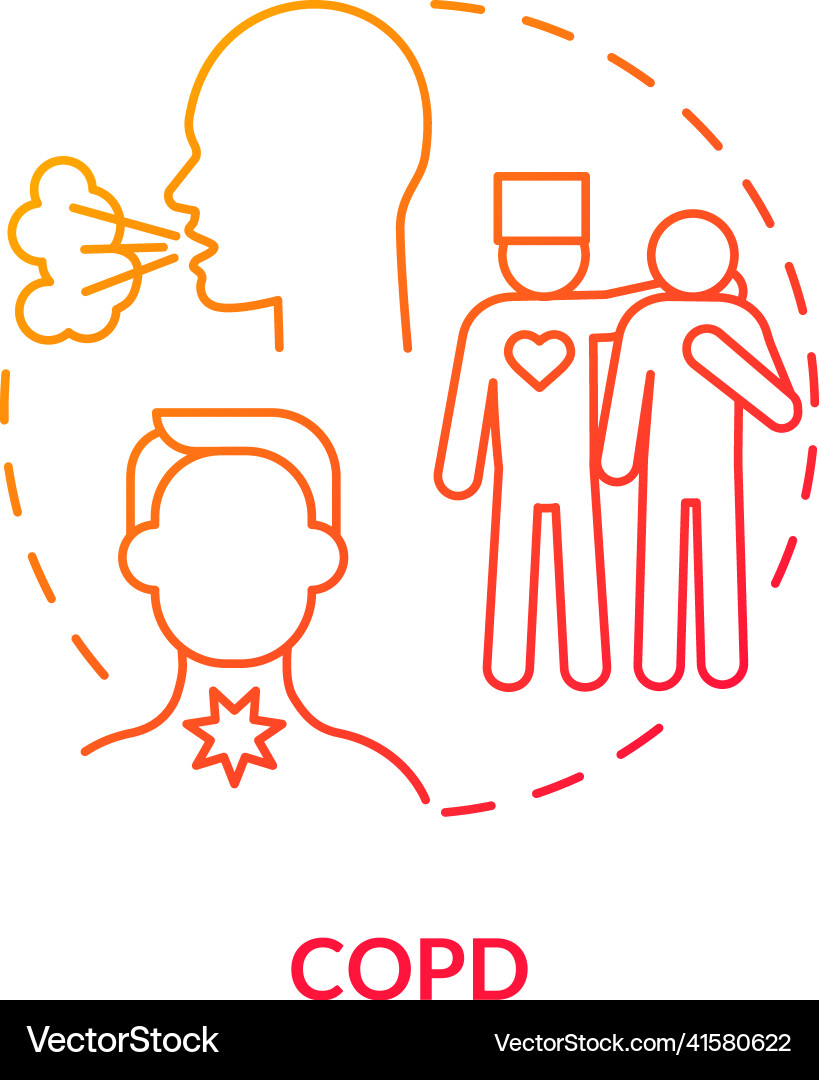 Copd red gradient concept icon Royalty Free Vector Image