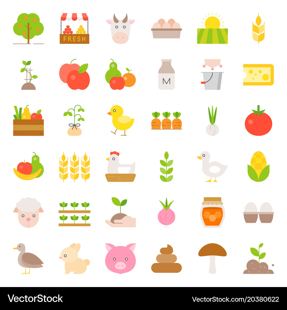 Farm Fresh Produce Icons Royalty Free Vector Image