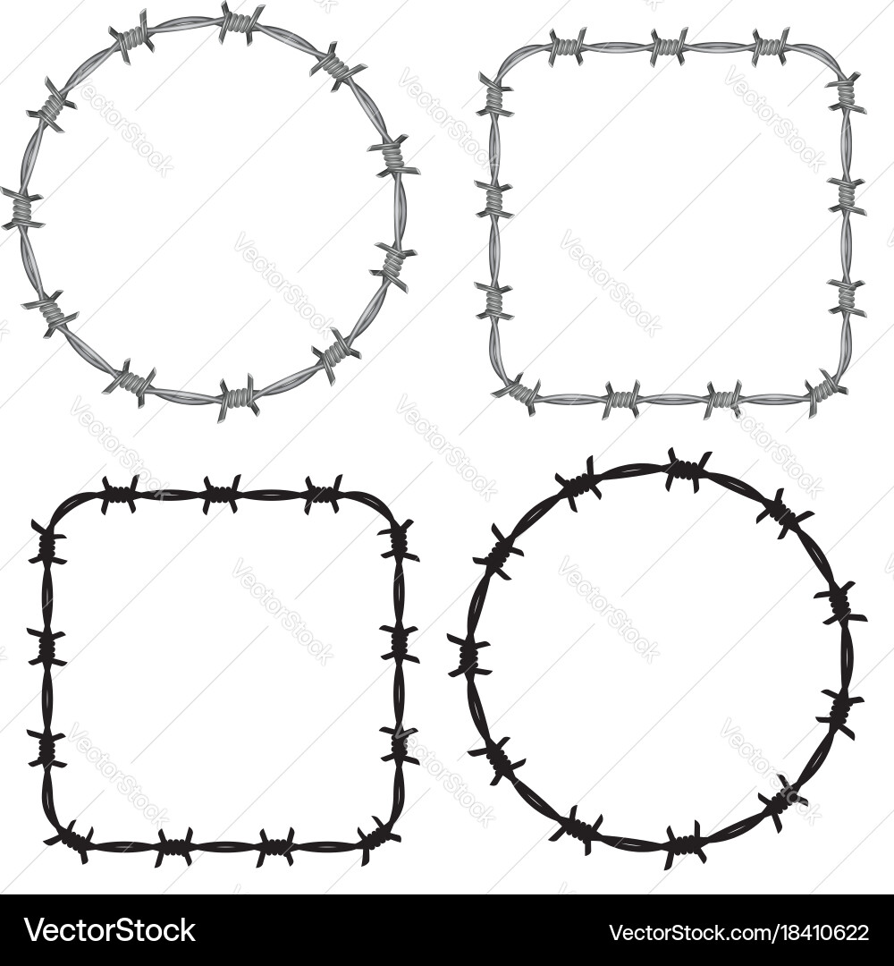 Frame barbed wire set Royalty Free Vector Image