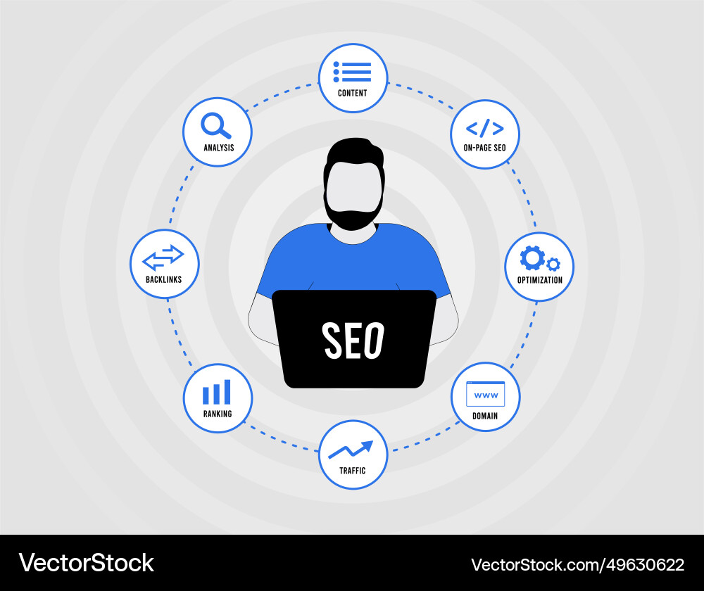 Freelance seo expert keywords research link Vector Image