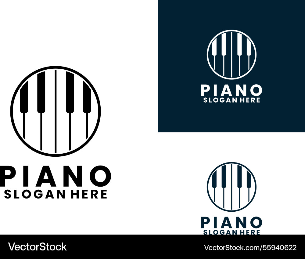 Modern piano music logo design circle Royalty Free Vector