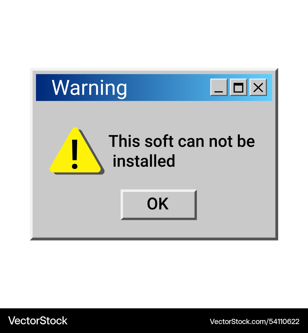 Old warning notification retro pop up Royalty Free Vector