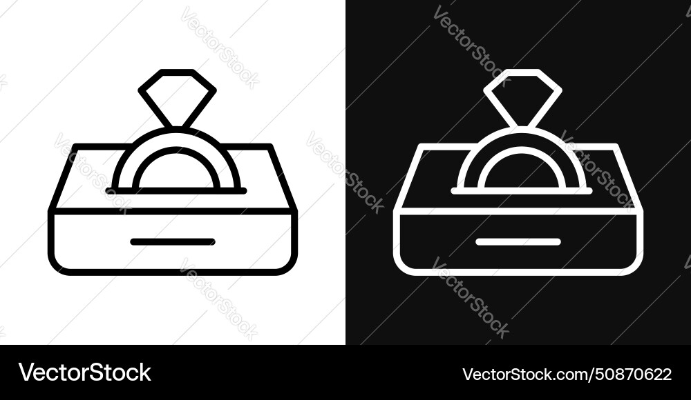 Ring icon set bridal diamond wedding ring box Vector Image