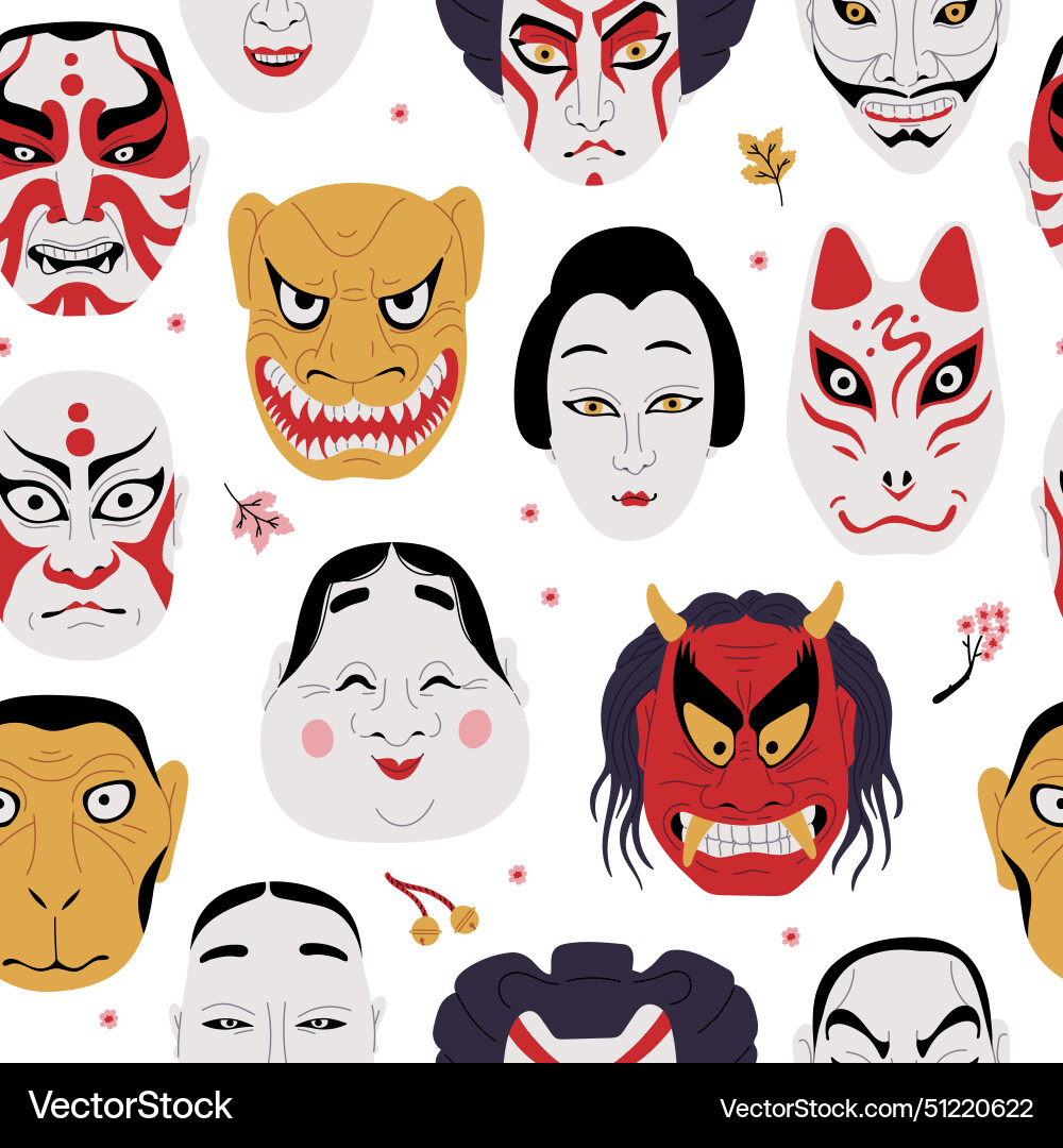 Seamless pattern with japanese kabuki theater Vector Image