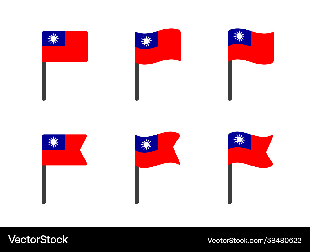 Taiwan flag icon set republic Royalty Free Vector Image