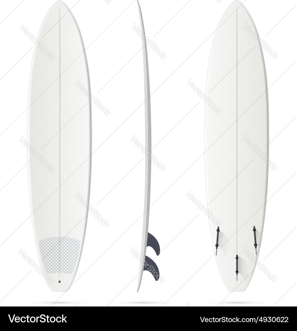White surfing board template - mini-malibu Vector Image