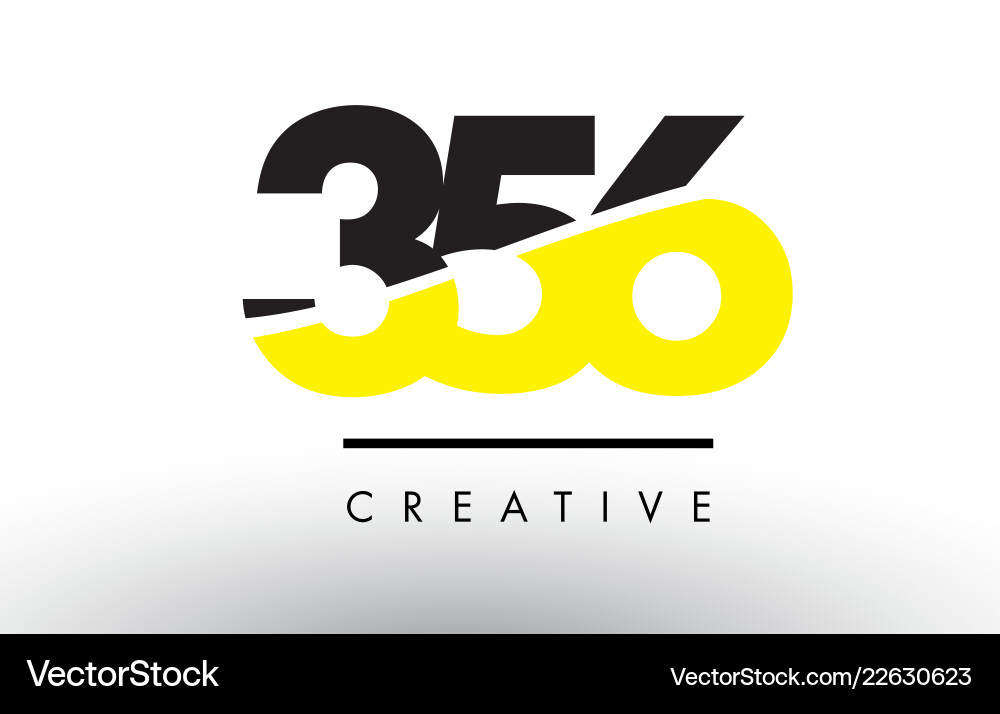 356 black and yellow number logo design Royalty Free Vector