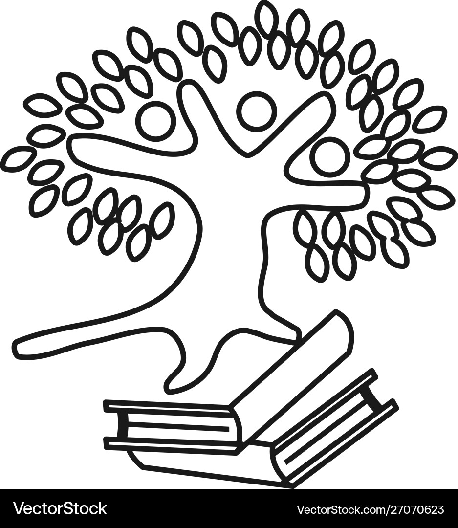 Book tree commitment teamwork together outline Vector Image