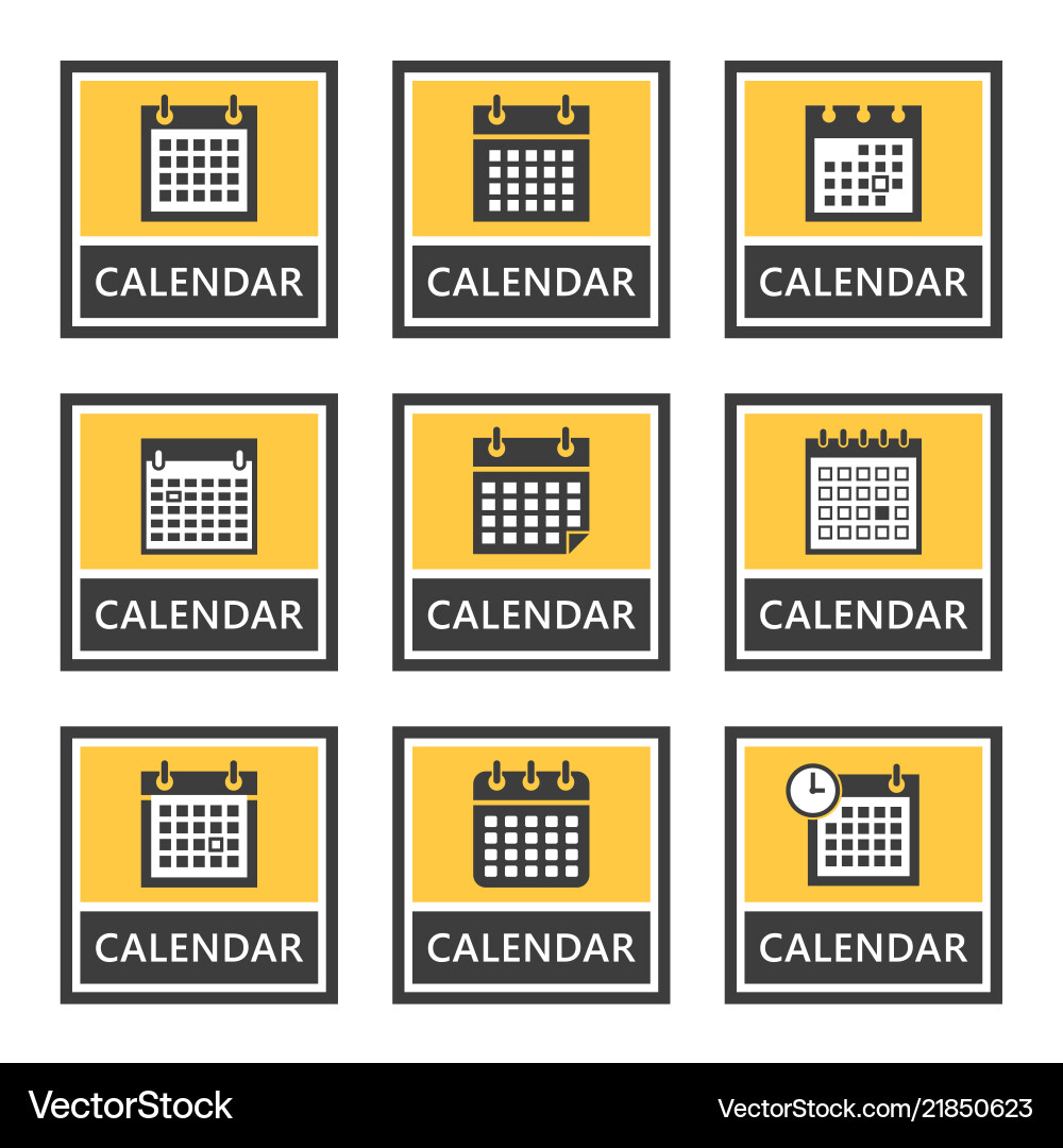 Calendar signs and icons set Royalty Free Vector Image