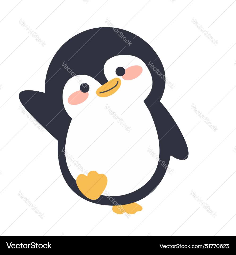 Cartoon penguin waves to say hello Royalty Free Vector Image