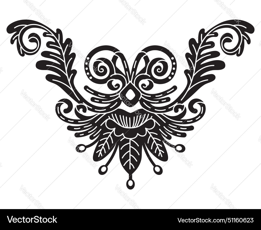 Decorative floral ornament silhouette Royalty Free Vector