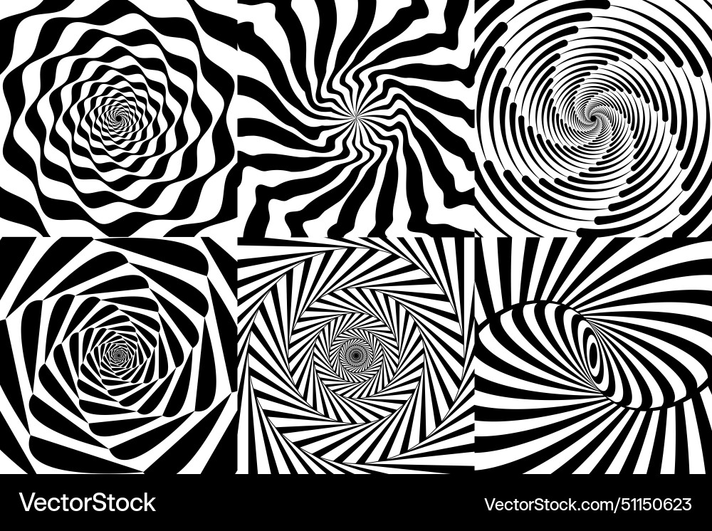 Hypnotic spiral psychedelic hypnosis patterns Vector Image