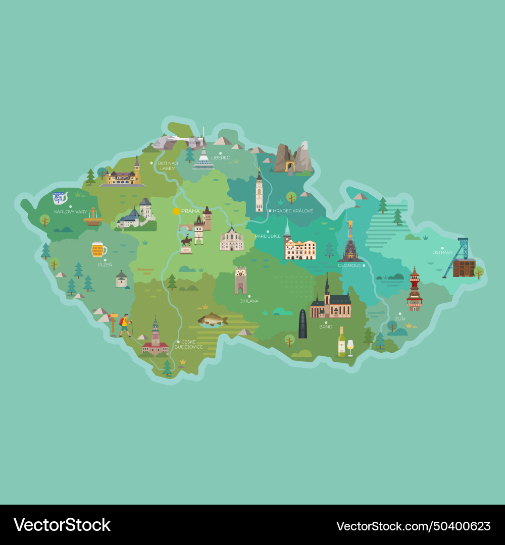 Map of czech republic Royalty Free Vector Image