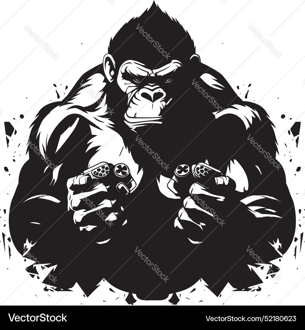 Mighty monkey mastery gamepad gladiator logo Vector Image