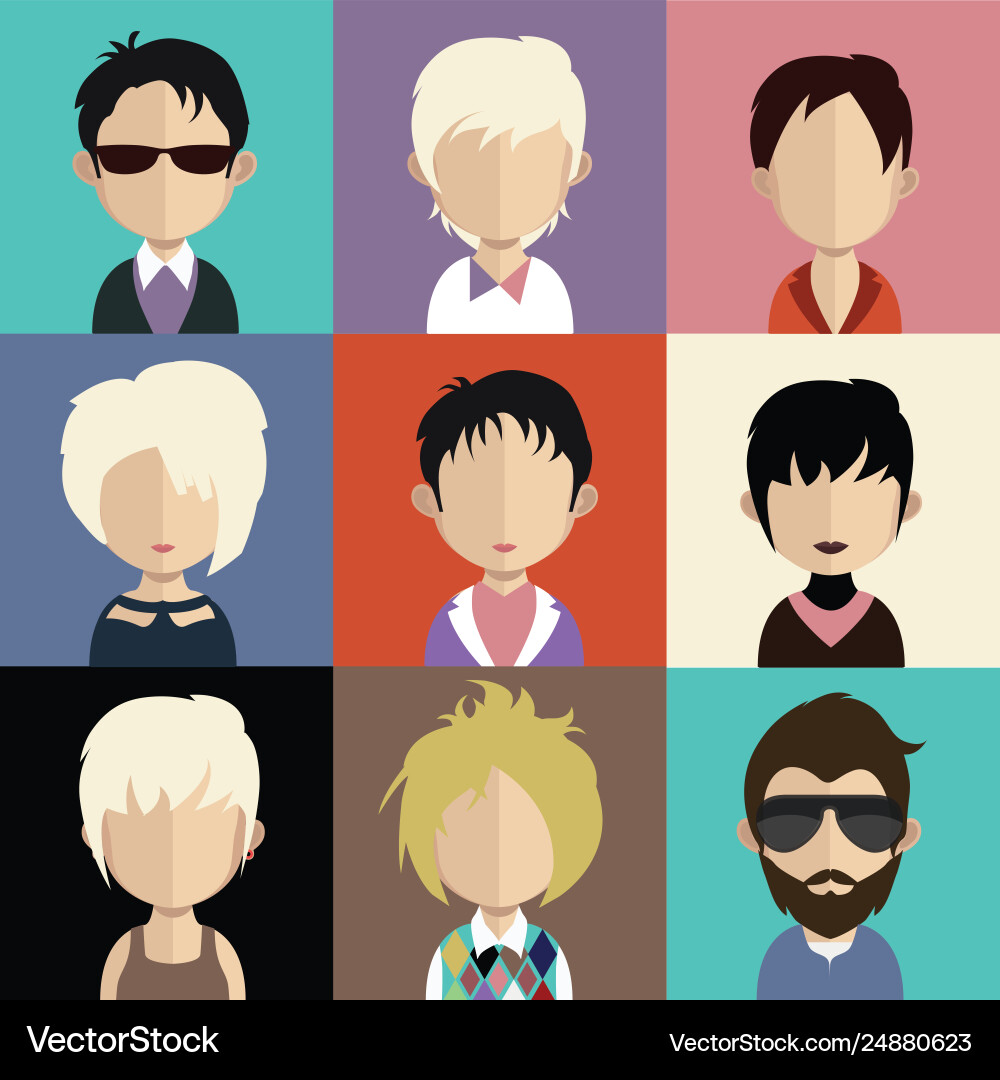 People avatars with colorful backgrounds Vector Image