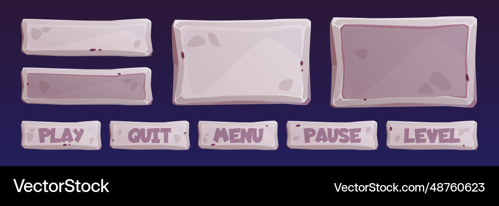 Rock frame ui board stone game interface Vector Image