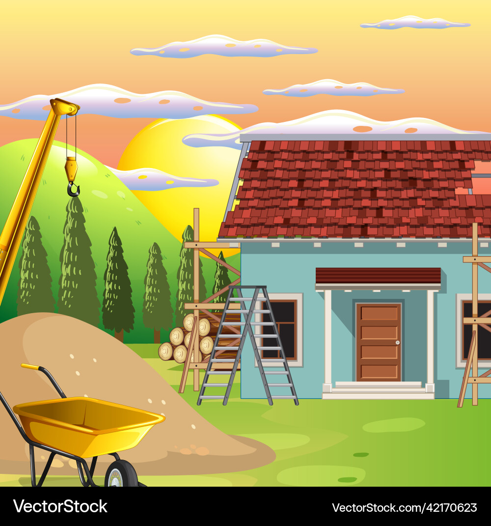 Scene of building construction site Royalty Free Vector