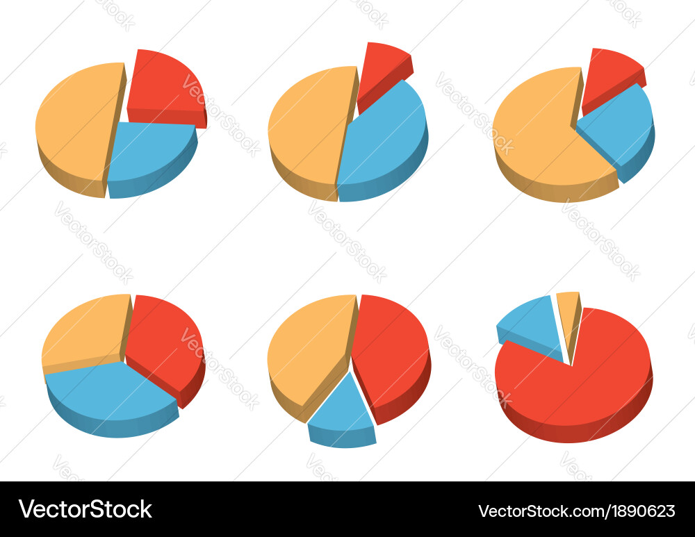 Set of 3d round diagrams Royalty Free Vector Image