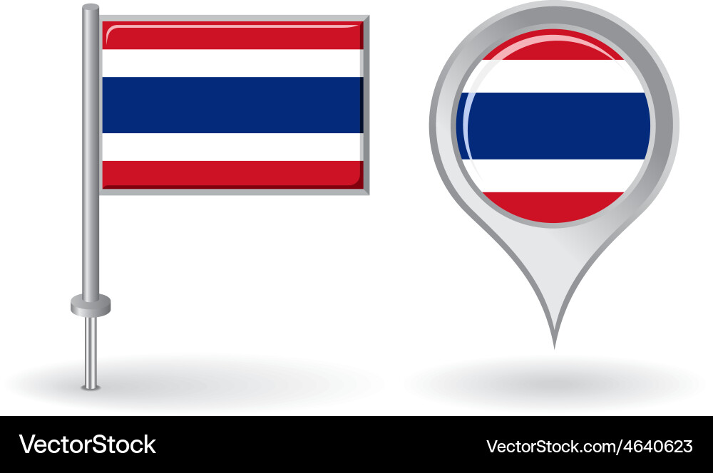 Thai pin icon and map pointer flag Royalty Free Vector Image