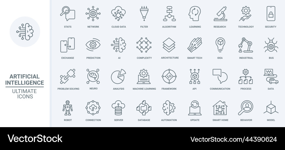 AI Technology Icons - Machine Learning Royalty Free Vector