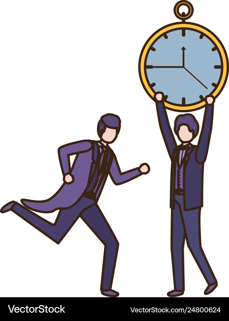 Businessmen with clock avatar character Royalty Free Vector